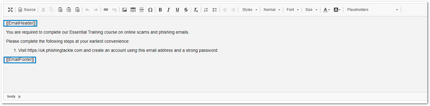 Email Template Header and Footer Placeholders – Knowledge Base