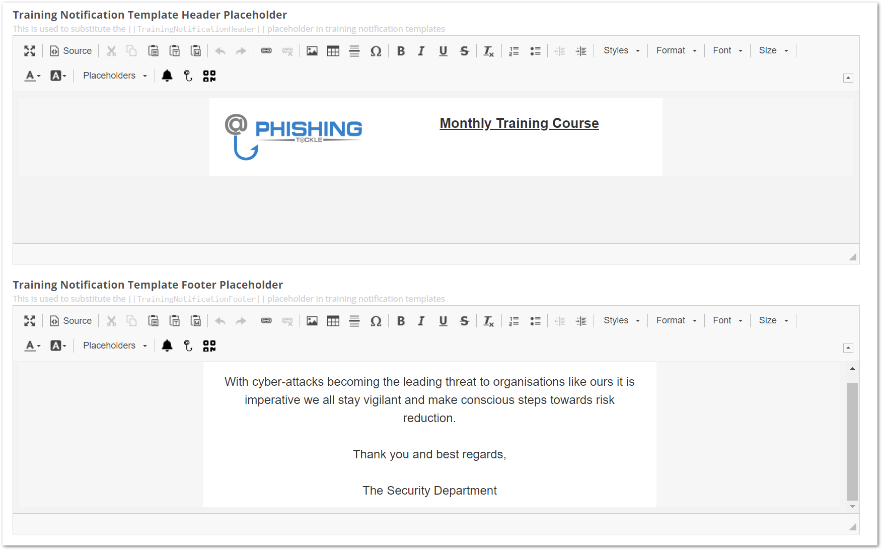 Email Template Header and Footer Placeholders – Knowledge Base
