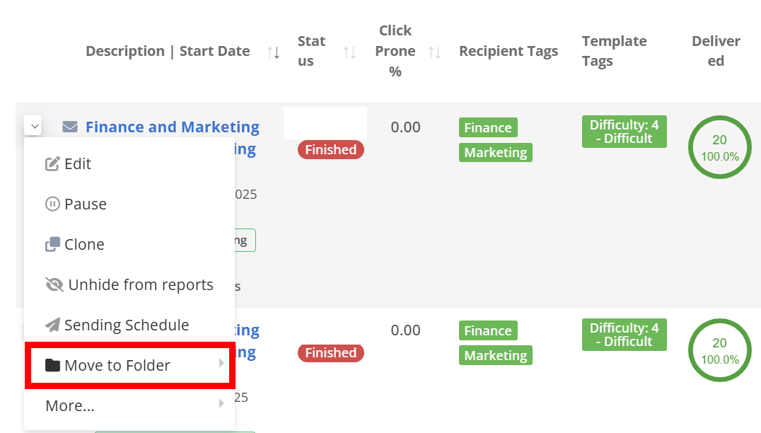 How to create a phishing campaign folder – Knowledge Base